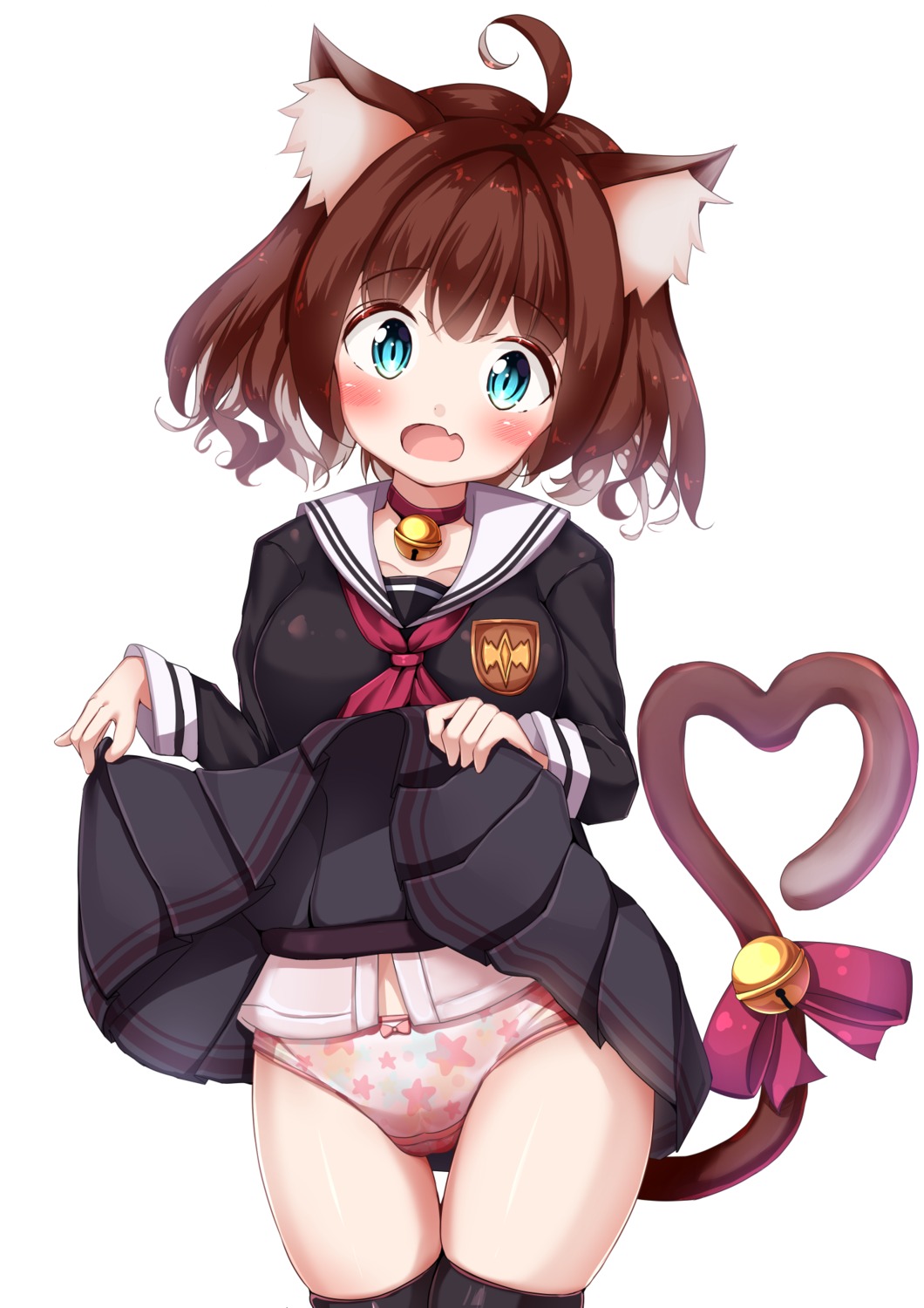 mochiyuki animal ears nekomimi pantsu seifuku skirt lift tail thighhighs | #502098 | yande.re